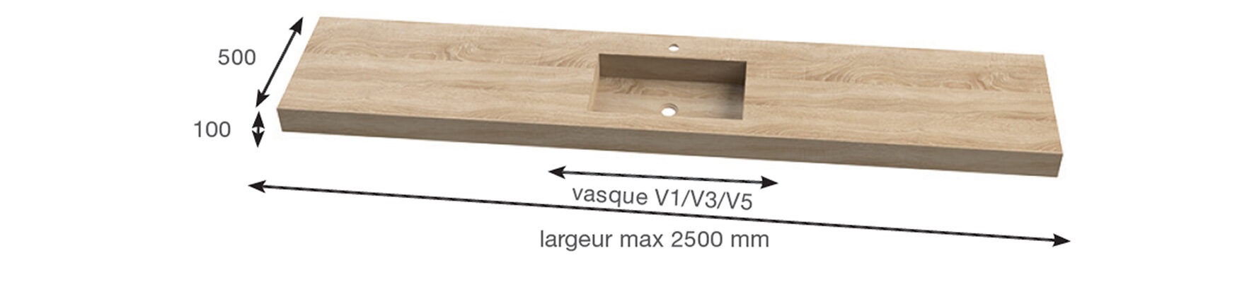 Plan cuve intégrée Natura, CEDAM meubles de salle de bains