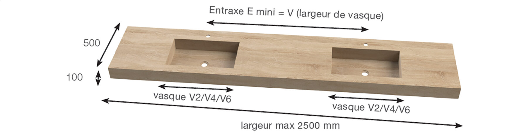Plan cuve intégrée Natura, CEDAM meubles de salle de bains