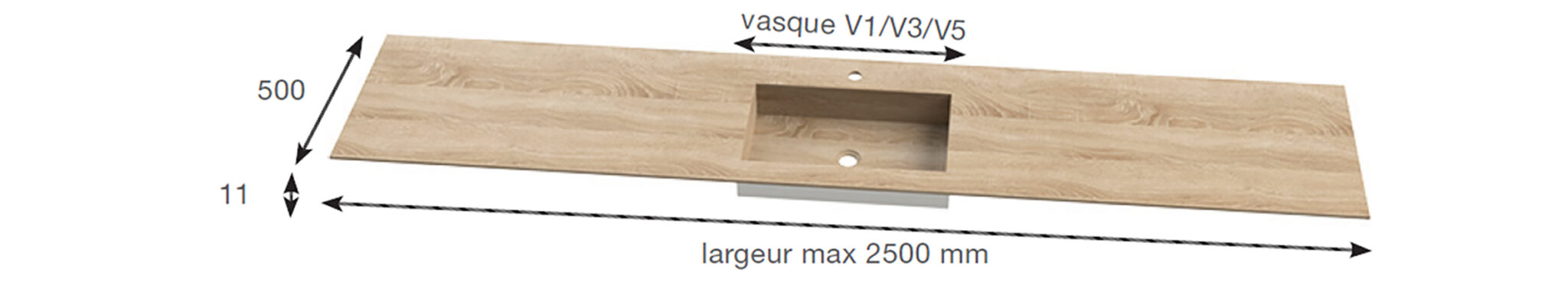 Plan cuve intégrée Natura, CEDAM meubles de salle de bains
